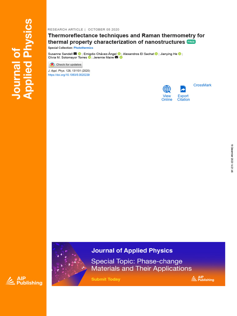 Raman Thermometrey | PDF | Laser | Thermal Conduction