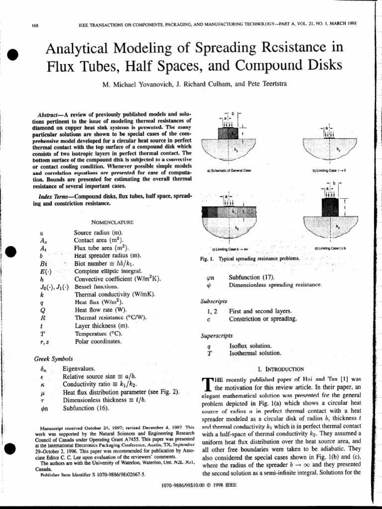 Analytical Modeling of Spreading Resistance On Half Space, Flux Tube ...
