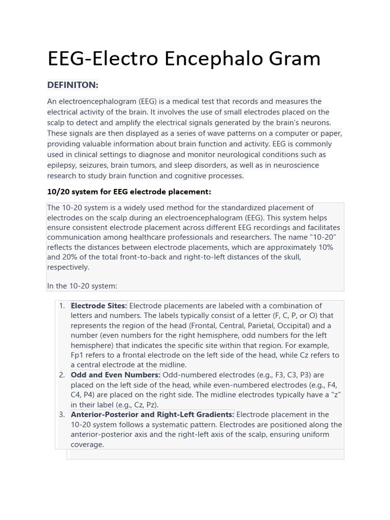 EEG NOTES | Download Free PDF | Electroencephalography | Nervous System