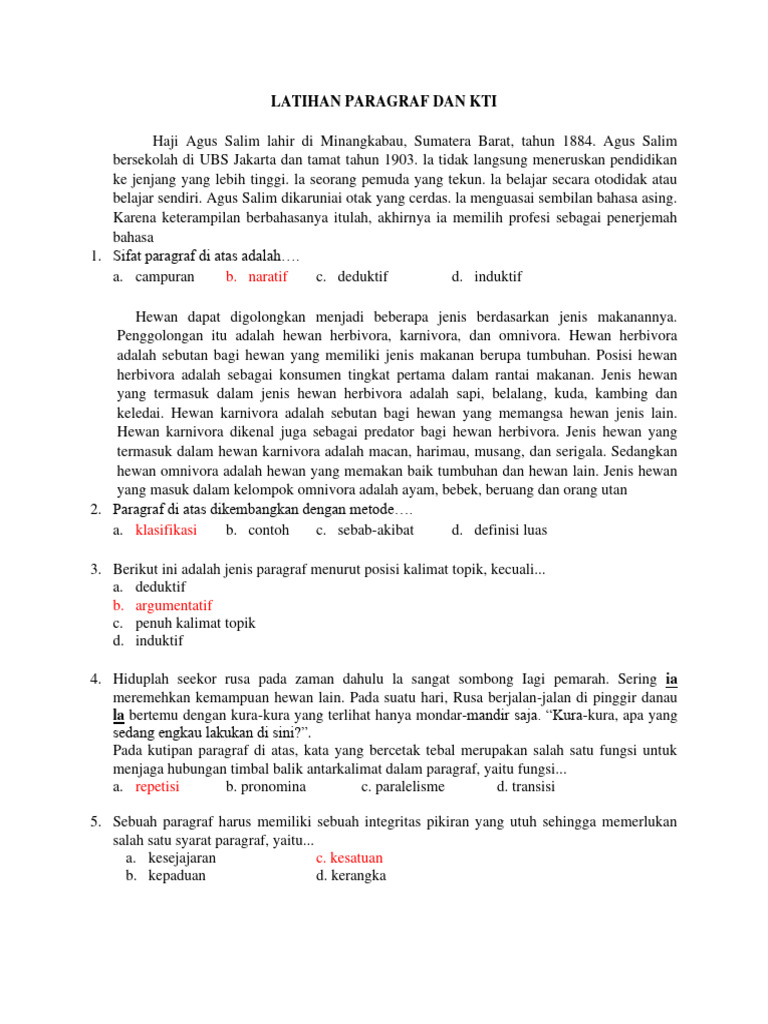 Latihan Paragraf Dan Kti | PDF | Seni & Disiplin Bahasa