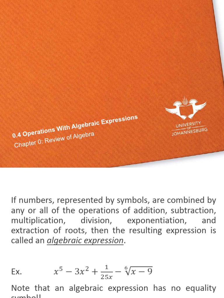 Section 0.4 - Operations With Algebraic Expressions | PDF | Polynomial ...