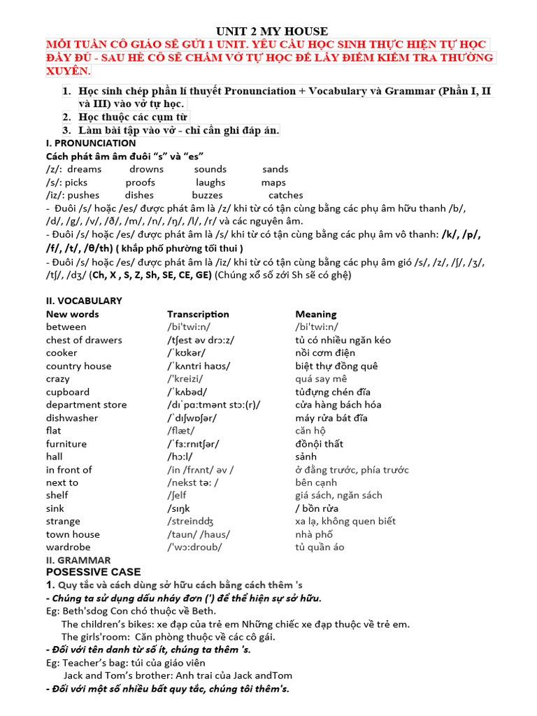 UNIT 2 MY HOME | PDF