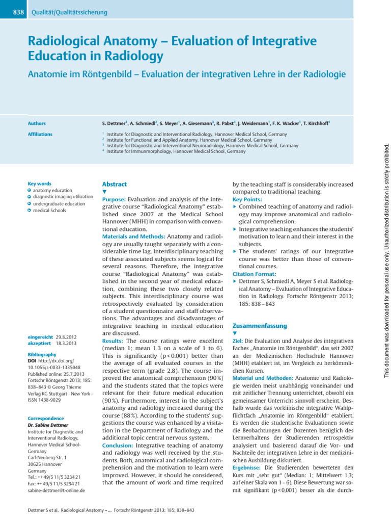 Radiological Anatomy – Evaluation of Integrative Education in Radiology ...