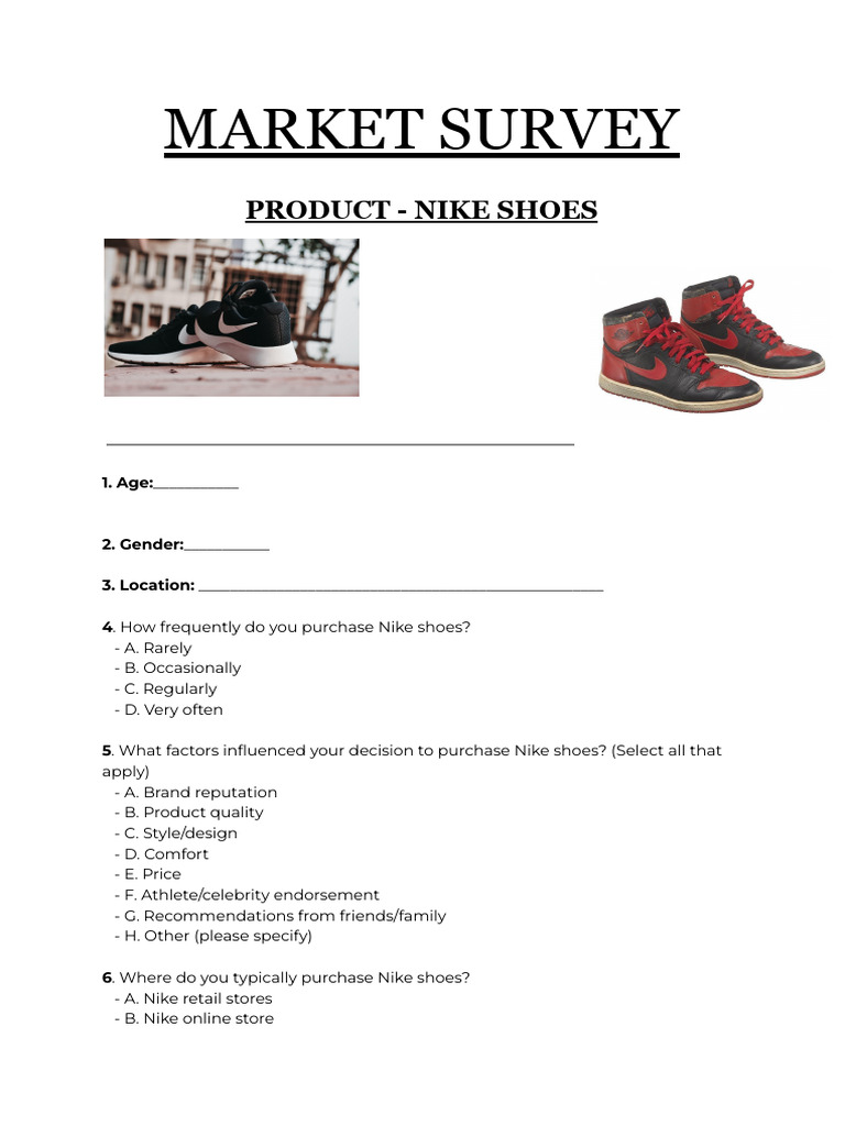 Eship Project Questionnaire | PDF | Retail | Nike