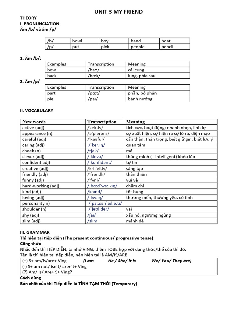 Unit 3 My Friend | PDF