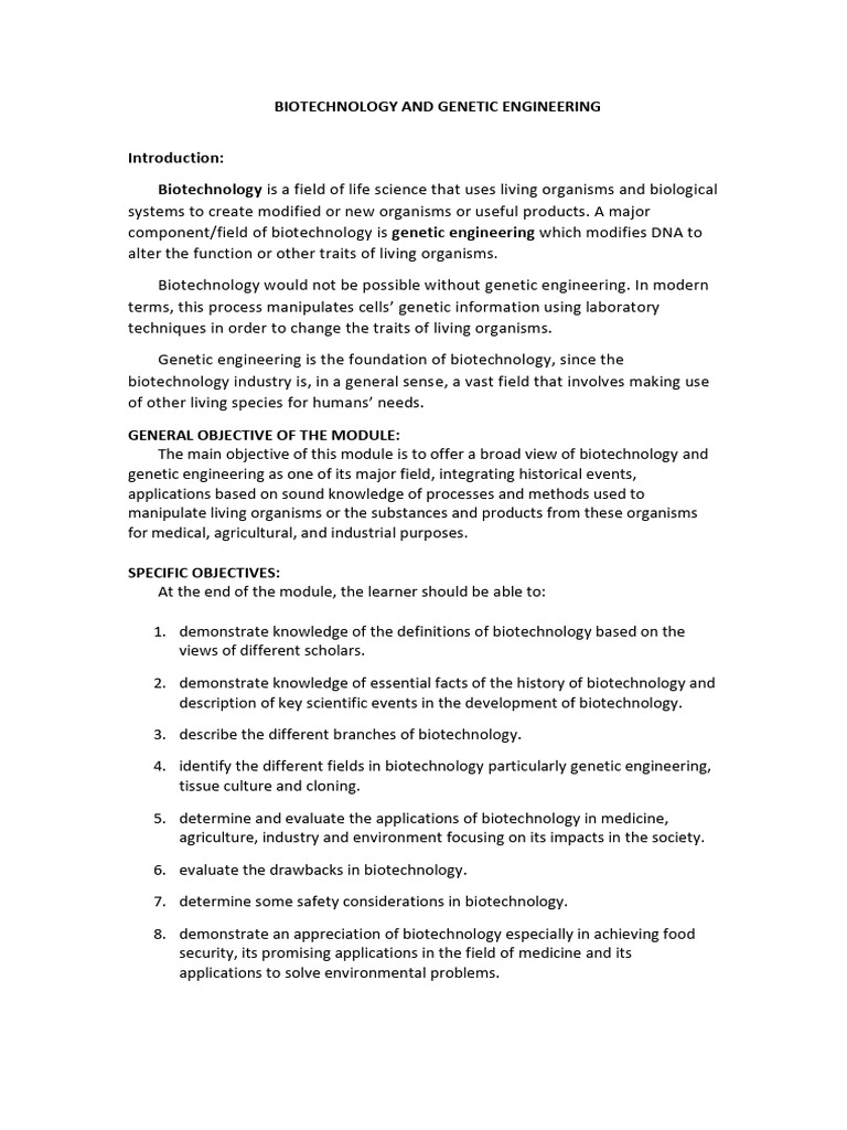 STS Chapter IV Biotechnology Genetic Engineering | PDF | Biotechnology ...