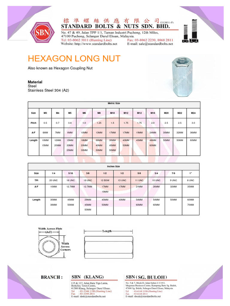 Catalog Hexagon Long Nut | PDF