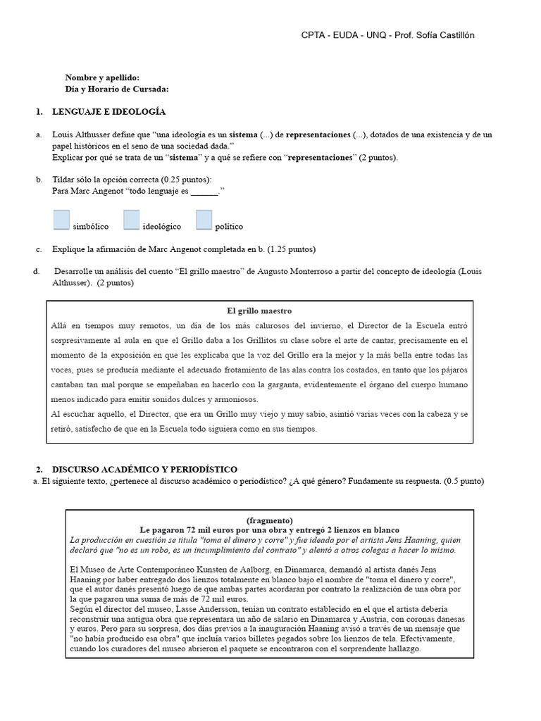 2024 CPTA Parcial 1 (1) - 240509 - 142928 | PDF | Autor | Ideologías