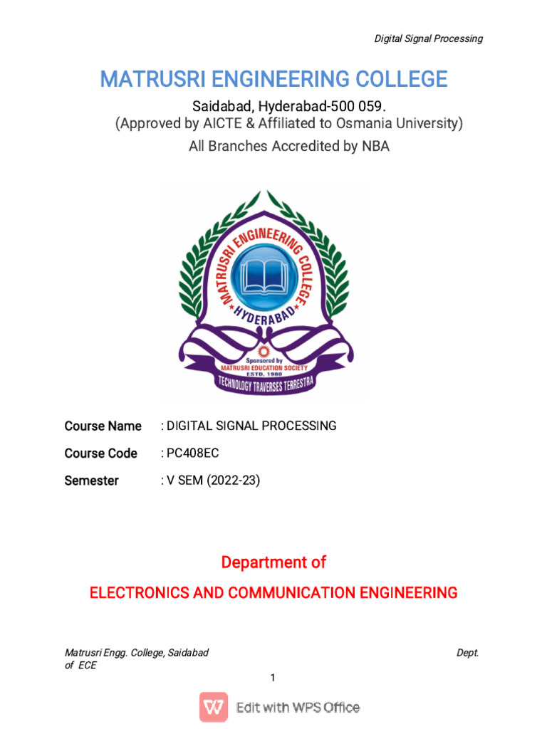 Dsp@unit 1 | PDF | Discrete Fourier Transform | Digital Signal Processing