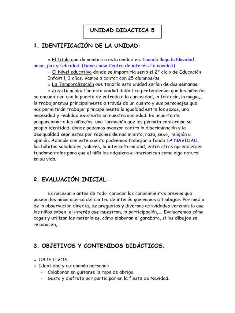 5 Unidad Didactica La Navidad | PDF | Navidad | Aprendizaje