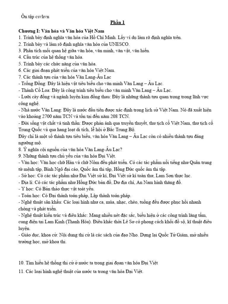Ôn tập csvhvn | PDF