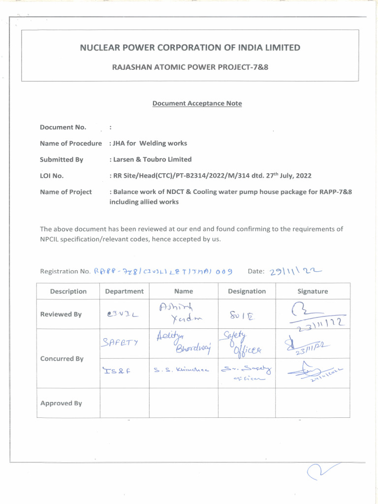 JHA-10-JHA For Welding Works Rev 00 | PDF | Welding | Construction