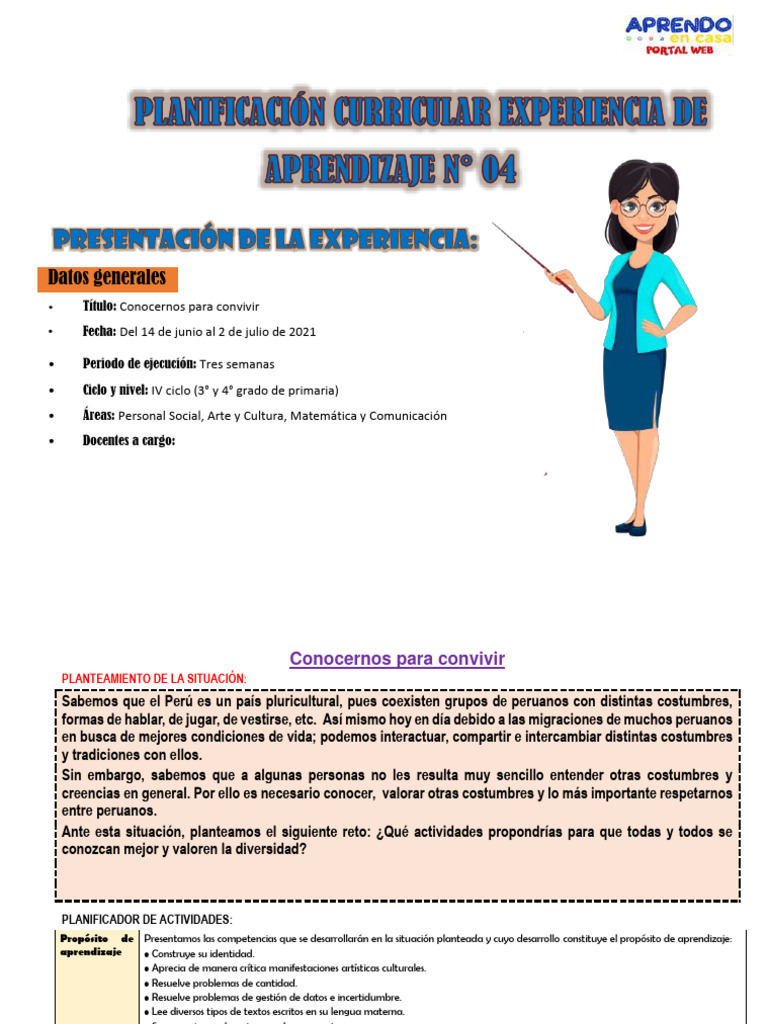 Experiencia de Aprendizaje #4 - IV CICLO SJB | PDF | Perú | Aprendizaje
