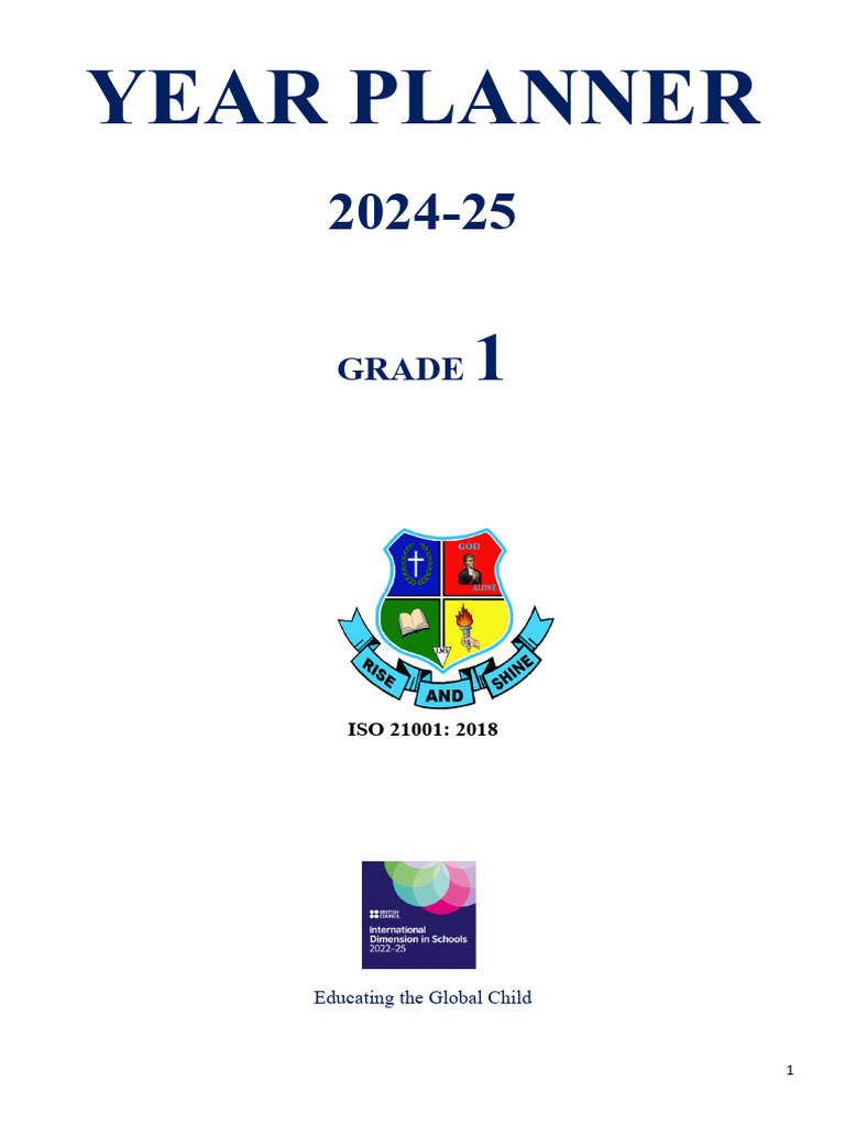 Year Planner 2024-25 Grade 1 | PDF