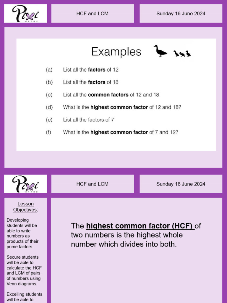 HCF and LCM PixiPPt | PDF | Abstract Algebra | Algebra