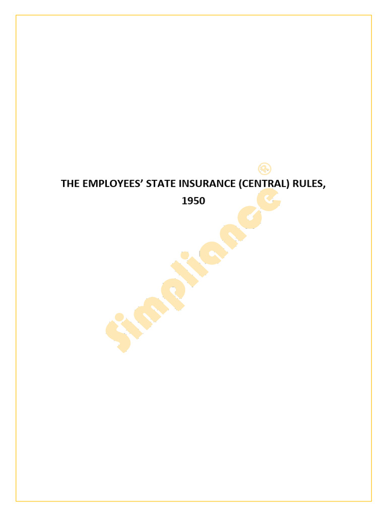 Employees' State Insurance Rules 1950 | PDF | Banks | Employment