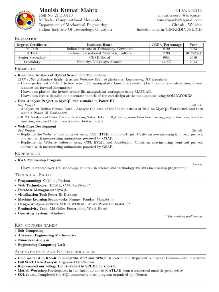 Resume Final | Download Free PDF | My Sql | Computing