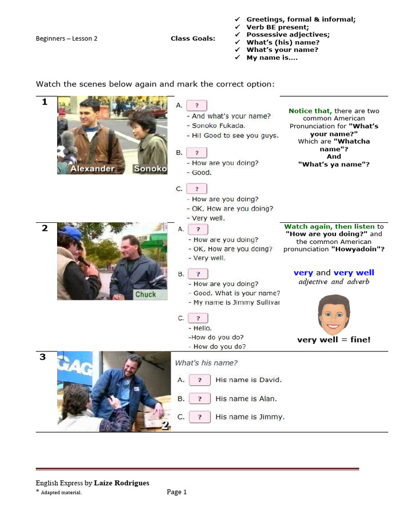 Beginners.Lesson.2 (1) | PDF | English Language | Language Mechanics
