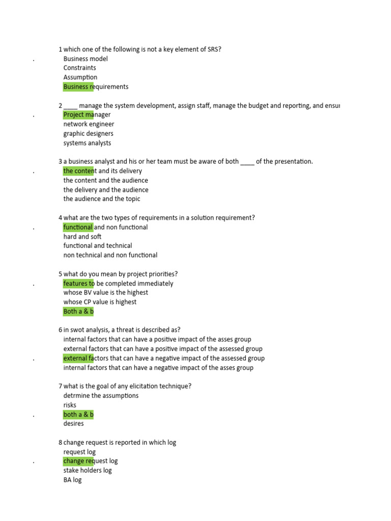 BA Prep 1 MCQ | PDF | Information Technology Management | Business