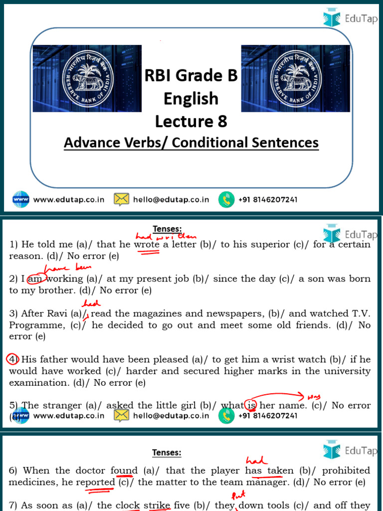 English_Lecture___8___Advance_Verbs___Conditional_Sentences_lyst5449 | PDF | Sentence ...