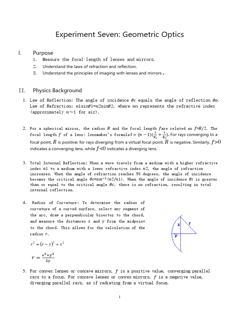 Geometric Optics Experiments Guide | PDF | Optics | Reflection (Physics)