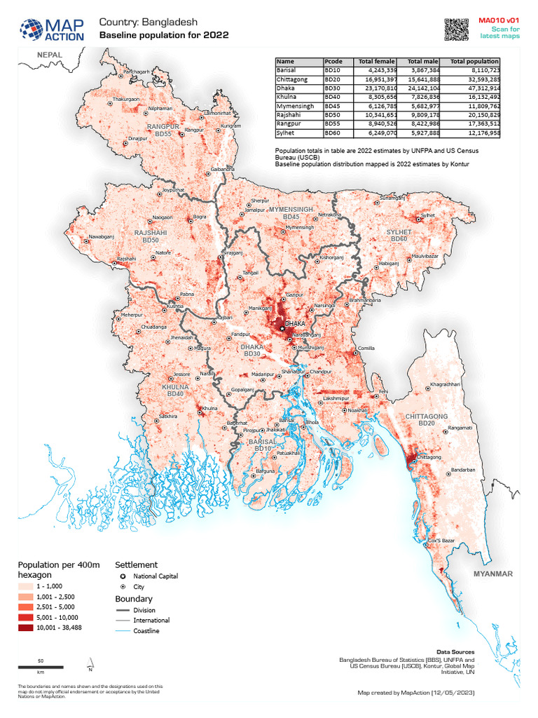Bangladesh Population Map 2022 | PDF | Statistics | Statistical Data Sets