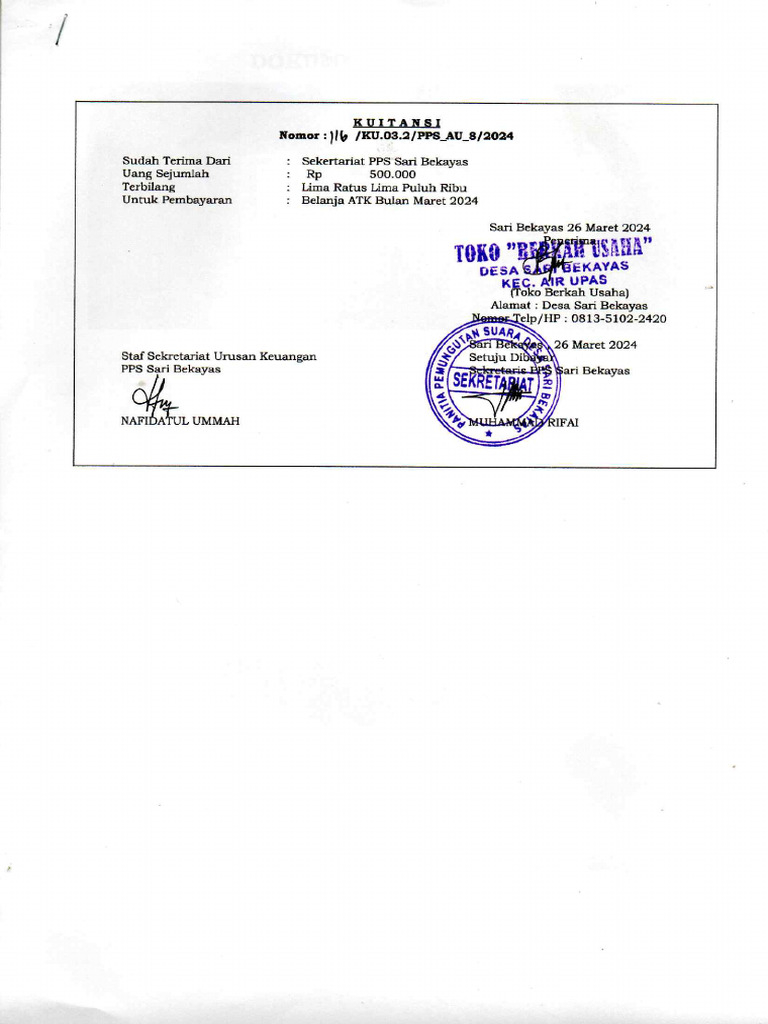 ATK & KONSUMSI MARET 2024 | PDF