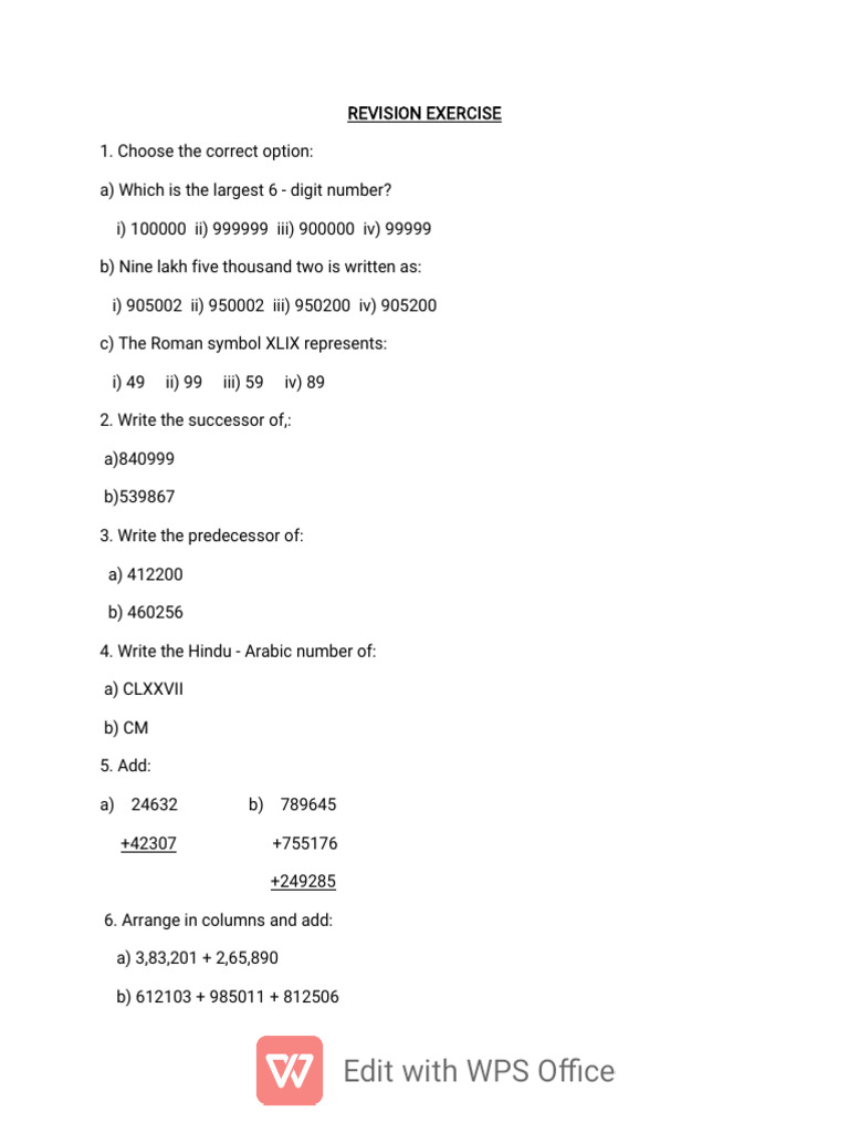 Maths Assignment (Class 4) | PDF