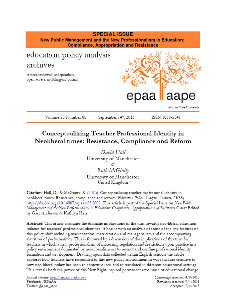 Hall and McGinity EPAA - NPM Resistance and Compliance | PDF | Teachers ...