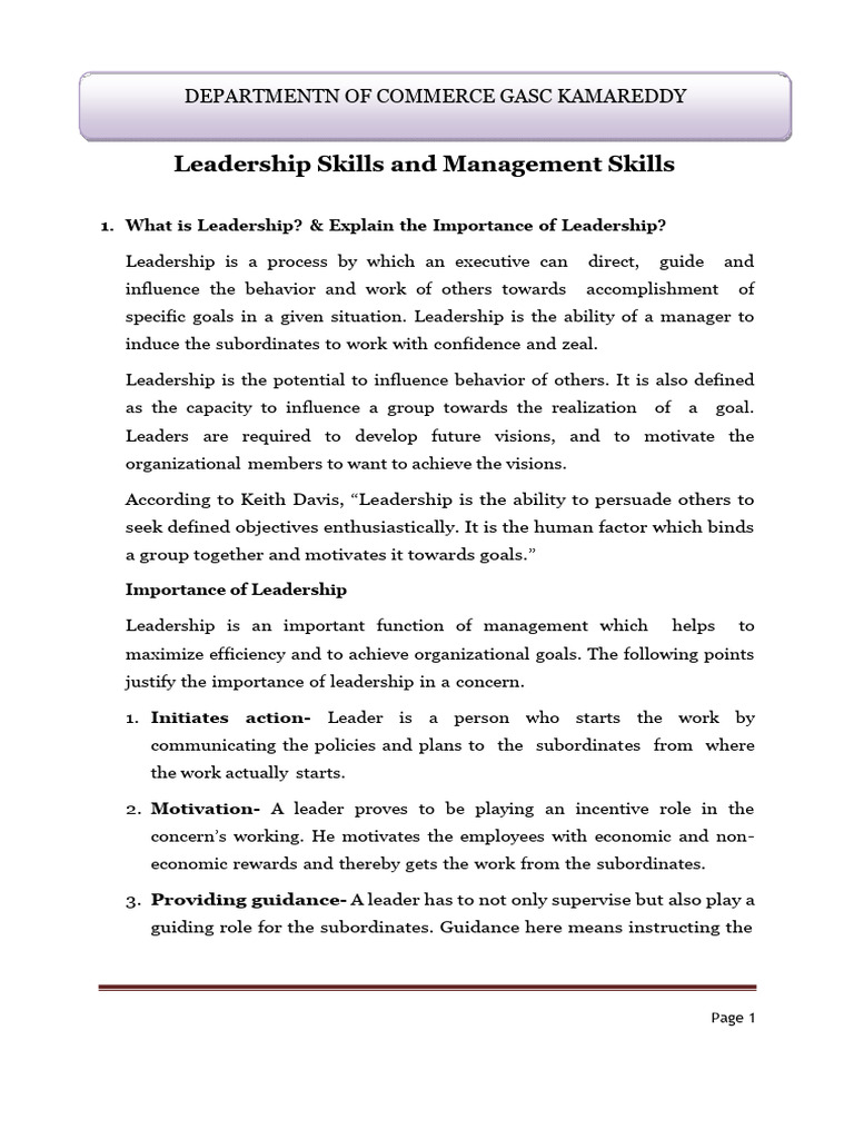 Leadership Notes.sec | PDF | Leadership | Recruitment