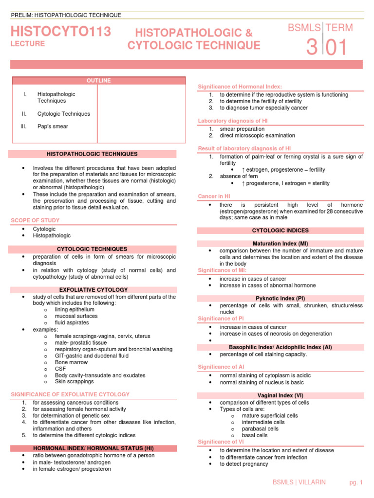 Prelim Histopathologic Technique (Histopath) | PDF | Cytopathology | Histopathology