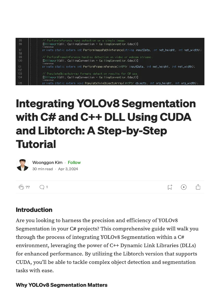 Integrate YOLOv8 With C++ & C# Using CUDA | PDF