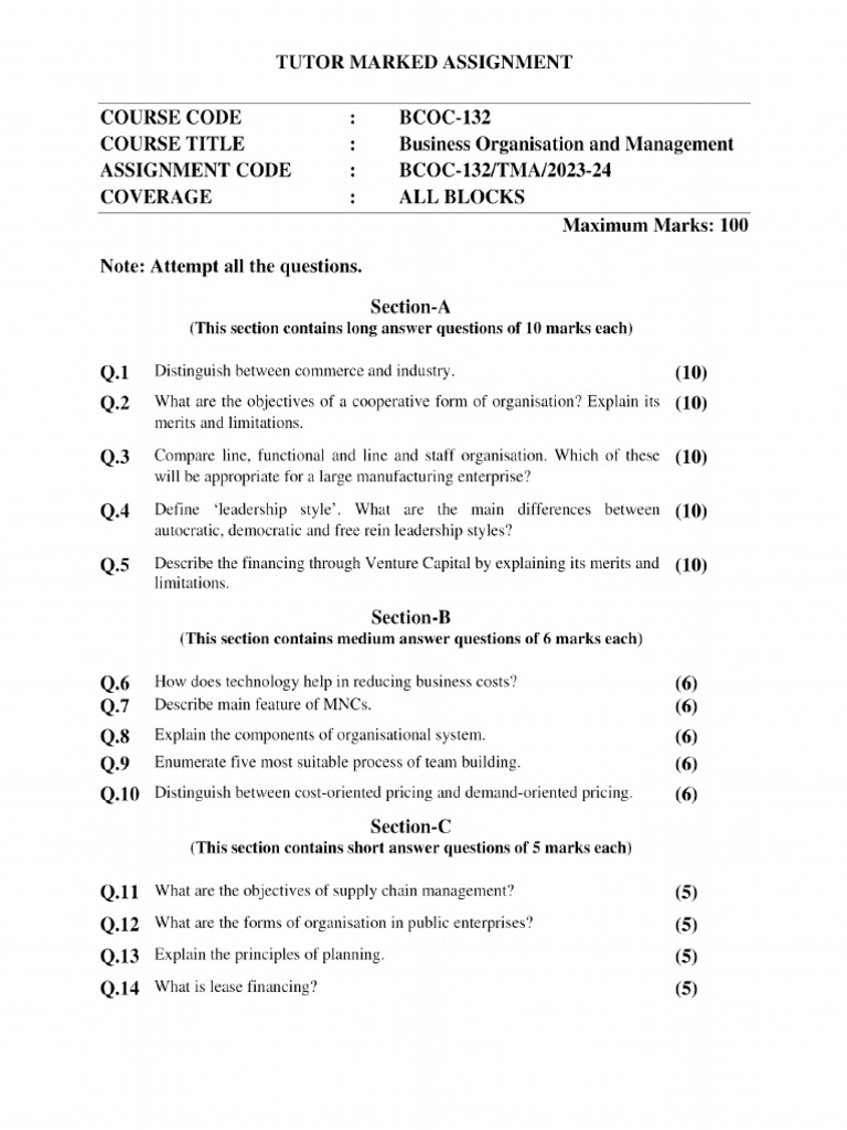 BCOC 132 EM 23-24 @assignment - Solved - IGNOU | PDF | Corporate ...