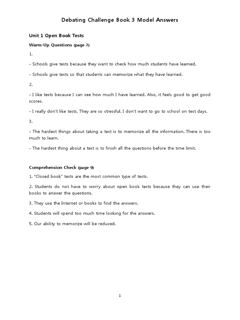 Debating Challenge Book 3 Answers | PDF | Supermarket | Reading ...