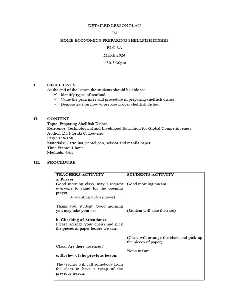 DETAILED LESSON PLAN2 | PDF | Grilling | Cooking