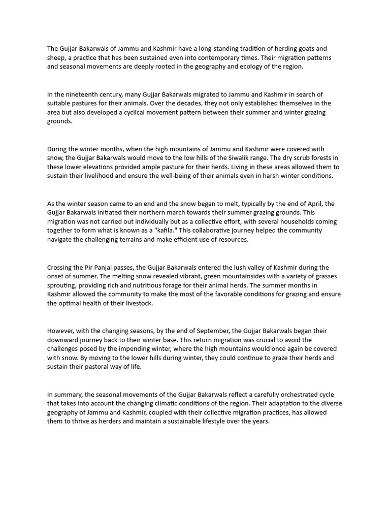 The Gujjar Bakarwals of Jammu and Kashmir Have A Long | PDF ...