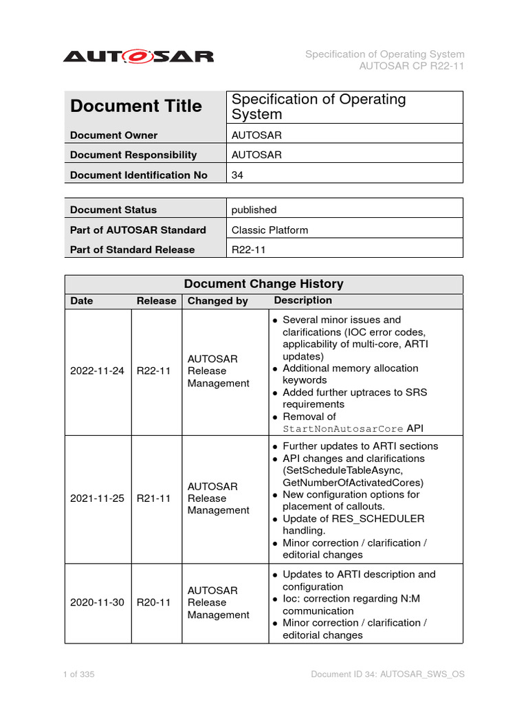 AUTOSAR OS Specification R22-11 | PDF | Computer Science | System Software