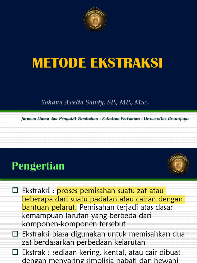 PTA 8. Metode Ekstraksi | PDF