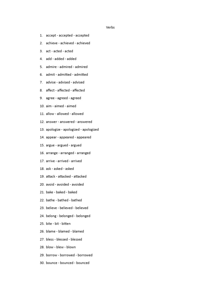 Important Verbs for Junior School | PDF