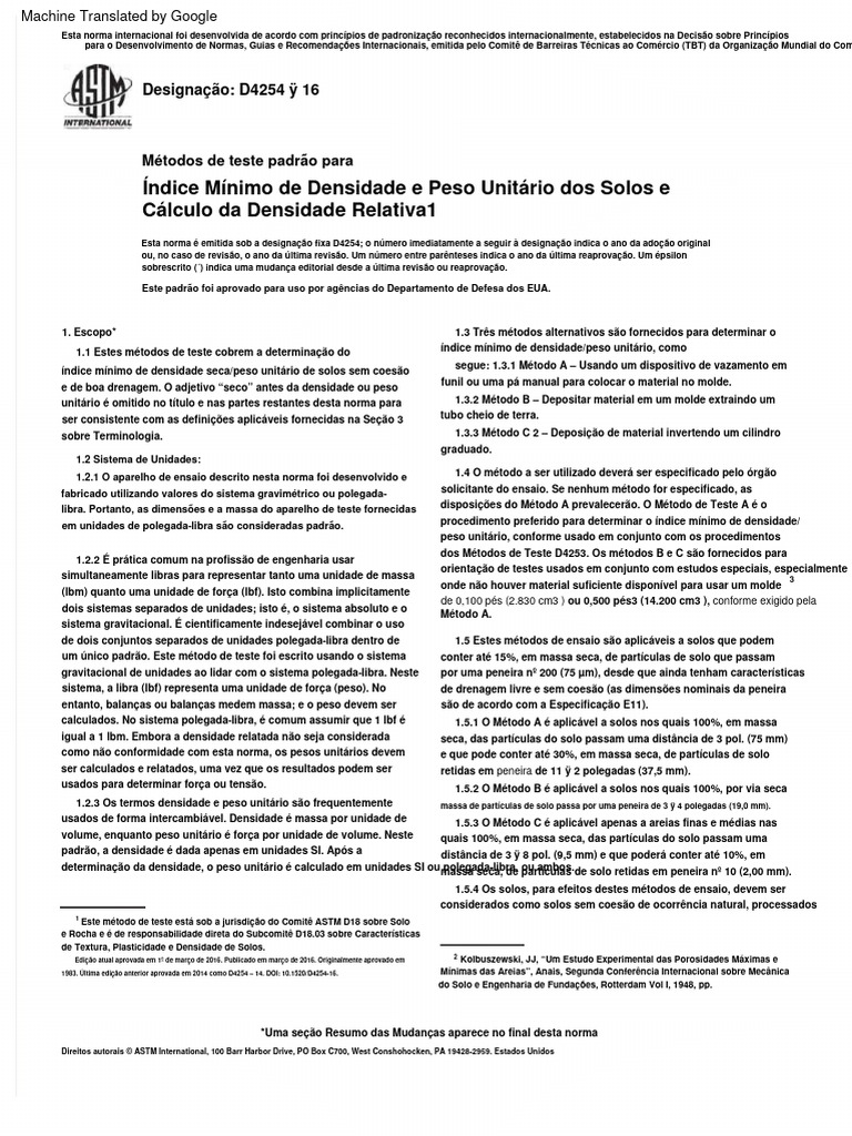 Astm d4254 2016 | PDF | Massa | Solo