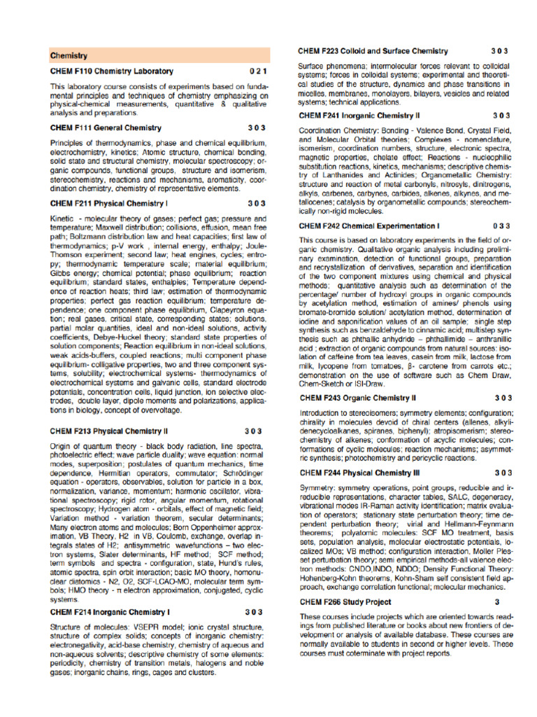 Chemistry Courses | PDF