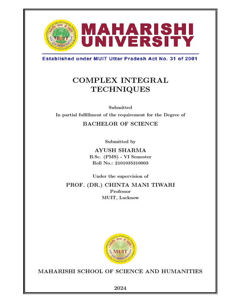 Ayushsharma Cauchy Integral Formula | PDF | Complex Analysis | Mathematical Analysis