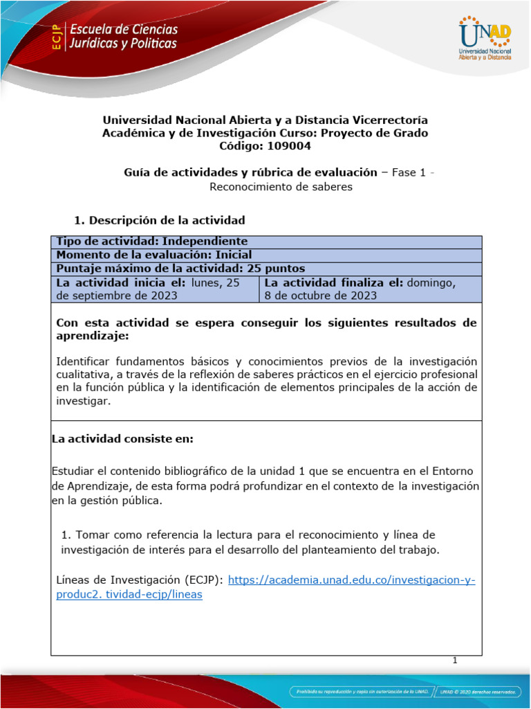 Guía de actividades y rúbrica de evaluación - Unidad 1 - Fase 1 ... Guía de actividades y rúbrica de evaluación - Unidad 1 - Fase 1 ...