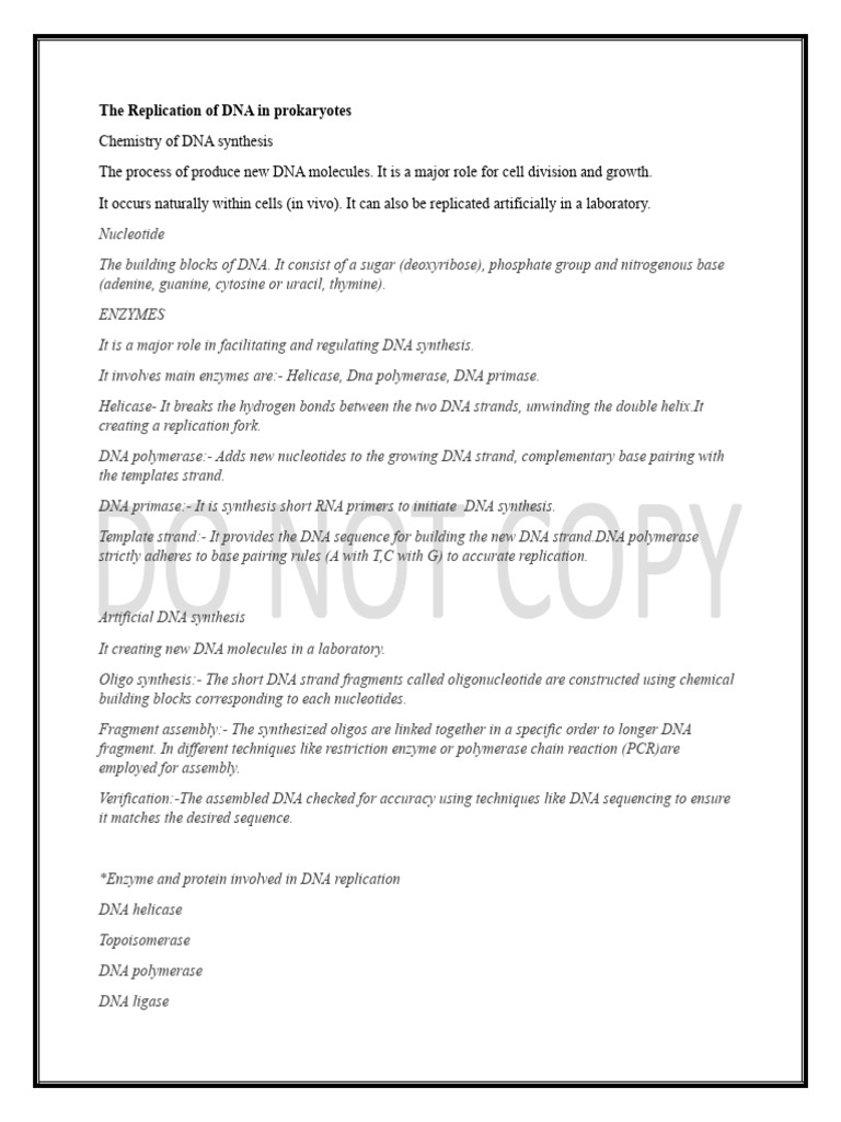 The Replication of DNA in Prokaryotes | PDF | Dna Replication | Dna