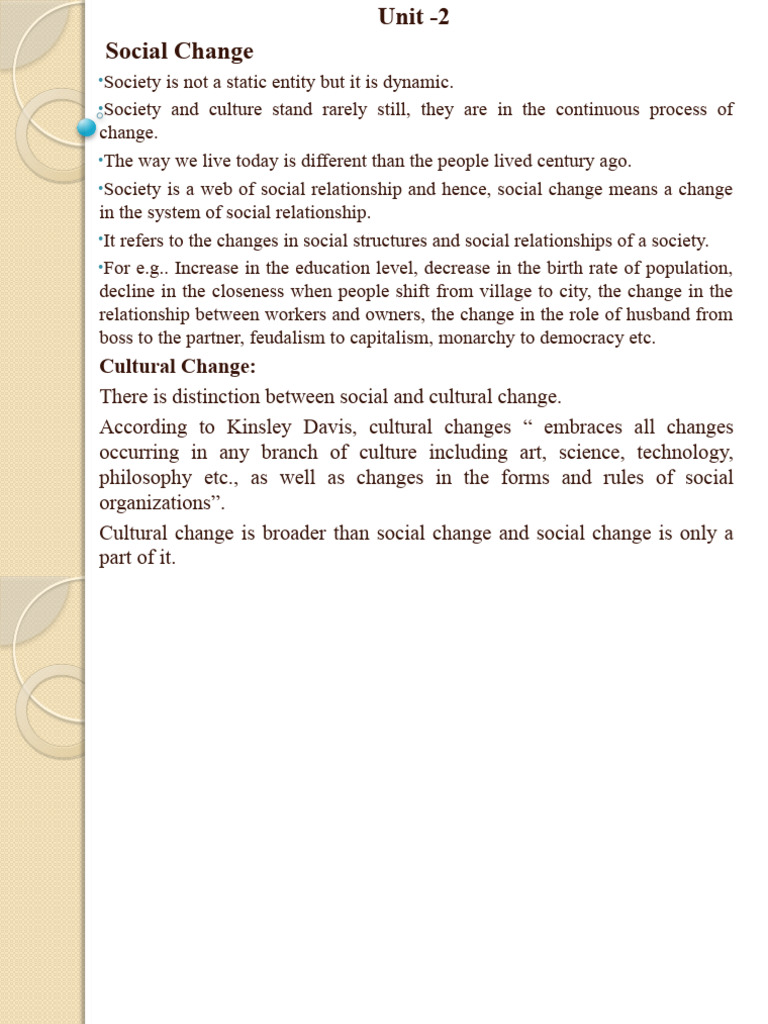 Social and Culural Change | PDF | Society | Globalization