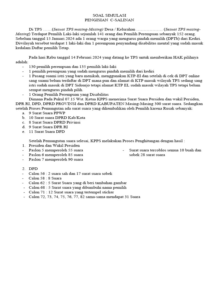 Soal Simulasi Terbaru 2024 - Bimtek | PDF