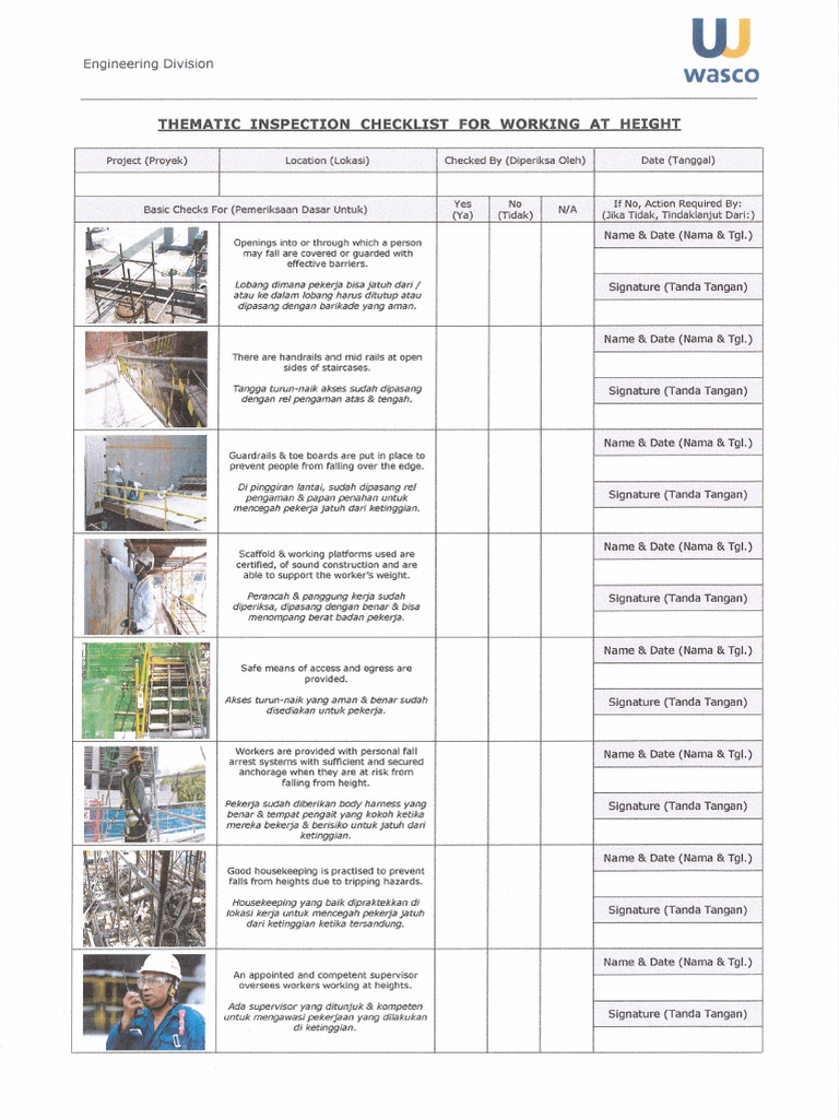 Thematic Checklist - Working at Height | PDF