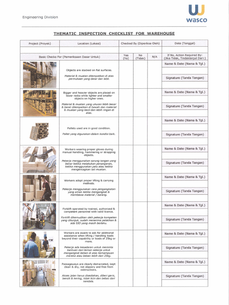 Thematic Checklist - Warehouse | PDF