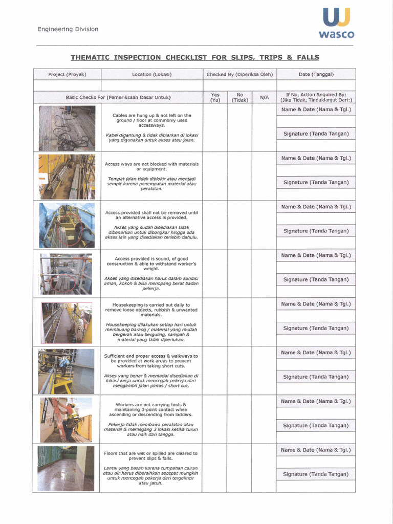 Thematic Checklist - Slips, Trips, & Falls | PDF