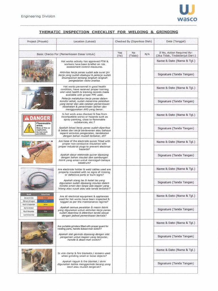 Thematic Checklist - Welding & Grinding | PDF